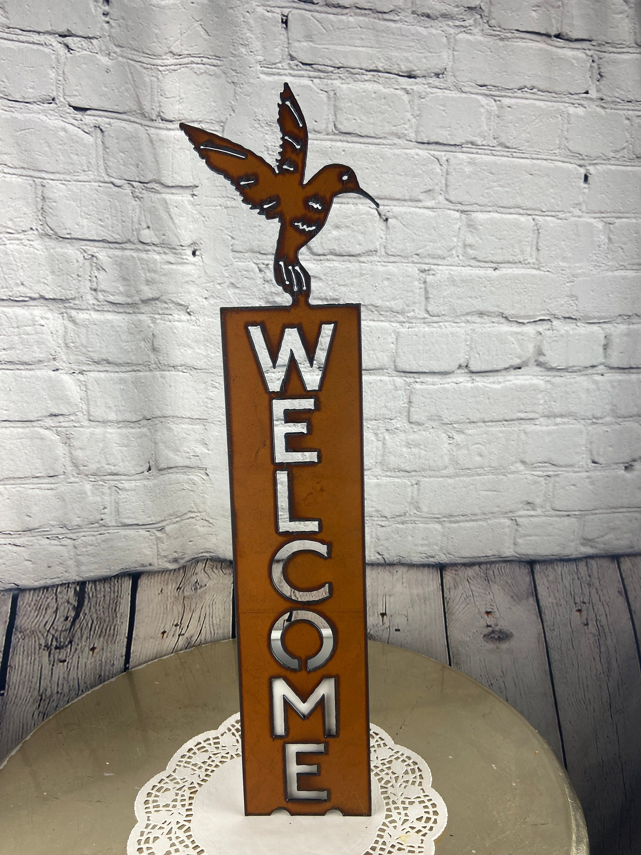 Hummingbird Welcome Sign - Metal - Etsy
