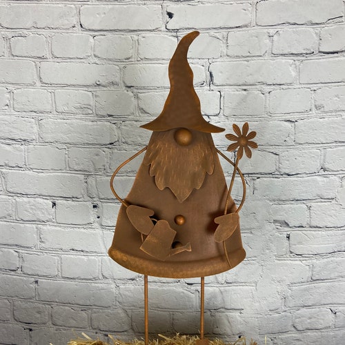 Garden Gnome Fairy Garden Metal Garden Art Gnome - Etsy