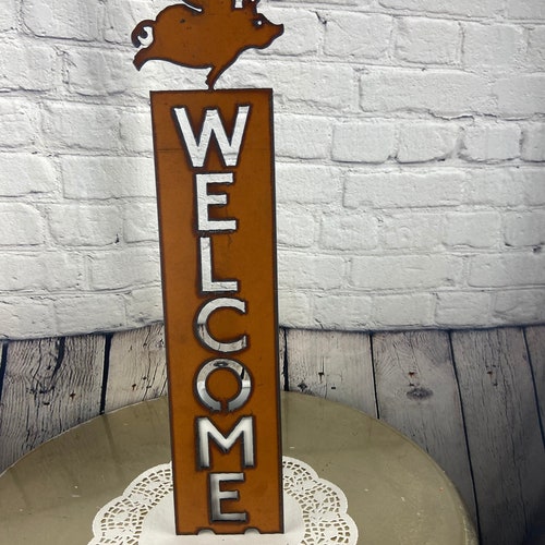Pig Goat Heifer Lamb Rooster Farm Vertical Welcome Sign Made - Etsy