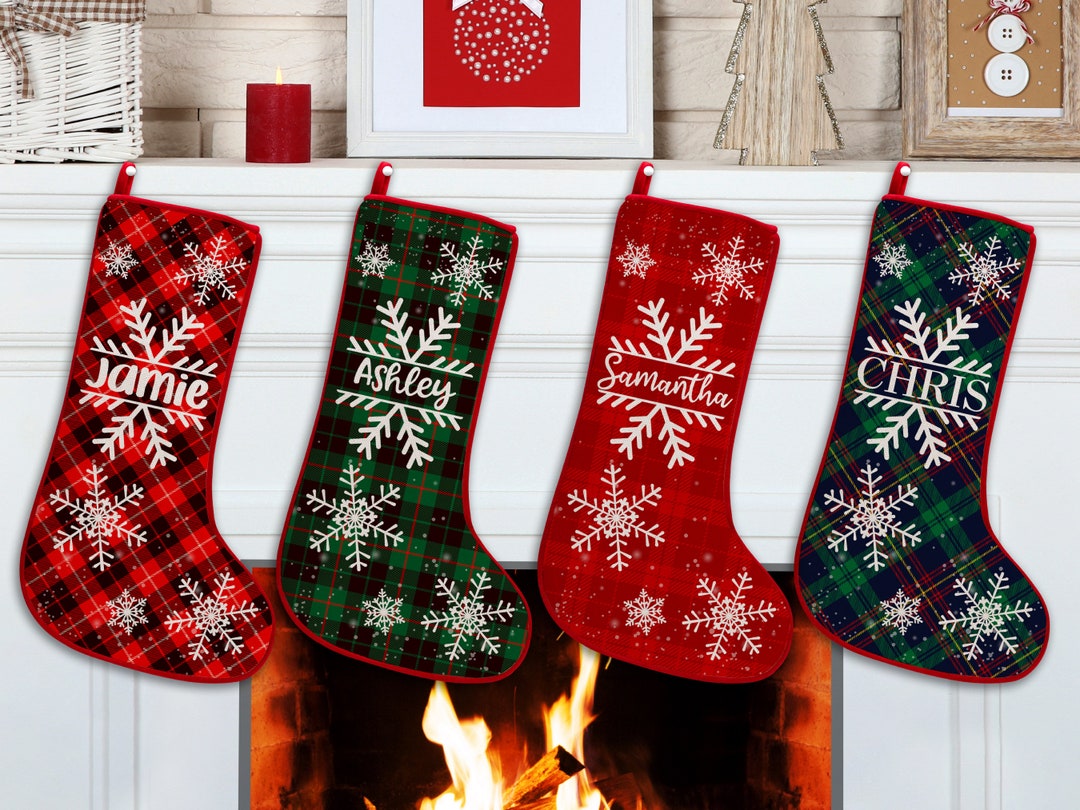 Personalized Christmas Stockings W/name - 10 Plaids, 10 Fonts - Velvet ...