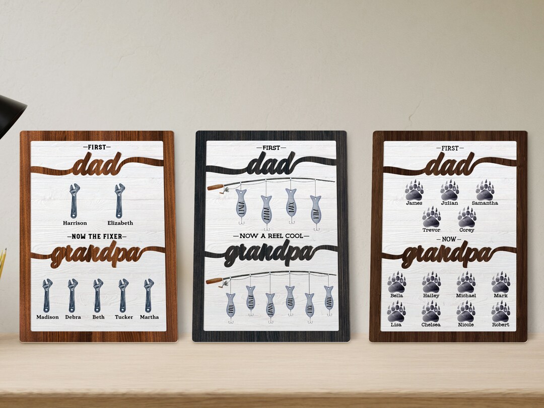 First Dad Now Grandpa Sign, Fathers Day Gifts for Grandpa, Personalized ...