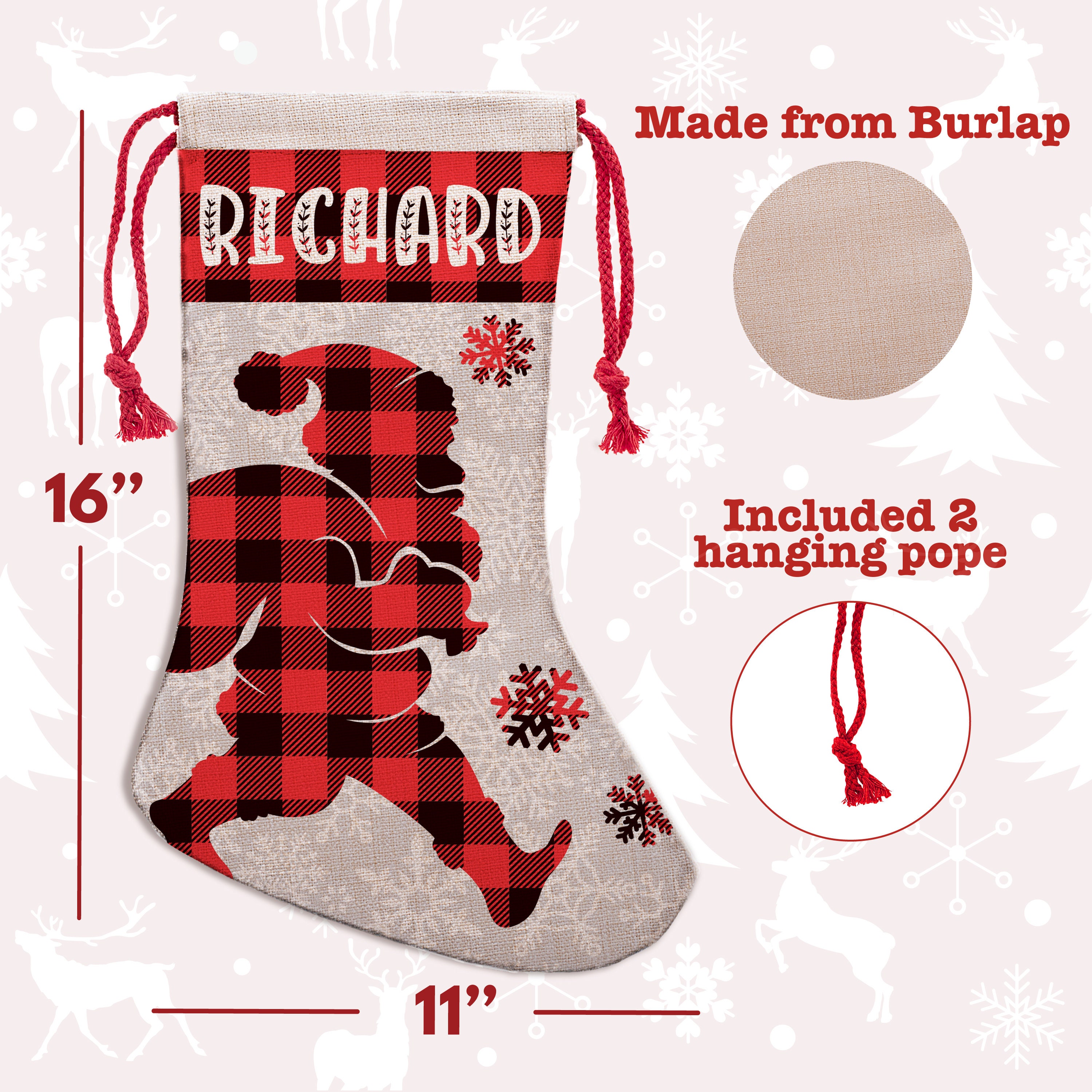 Personalized Christmas Name Stockings W/ 9 Patterns 5 Fonts - Etsy