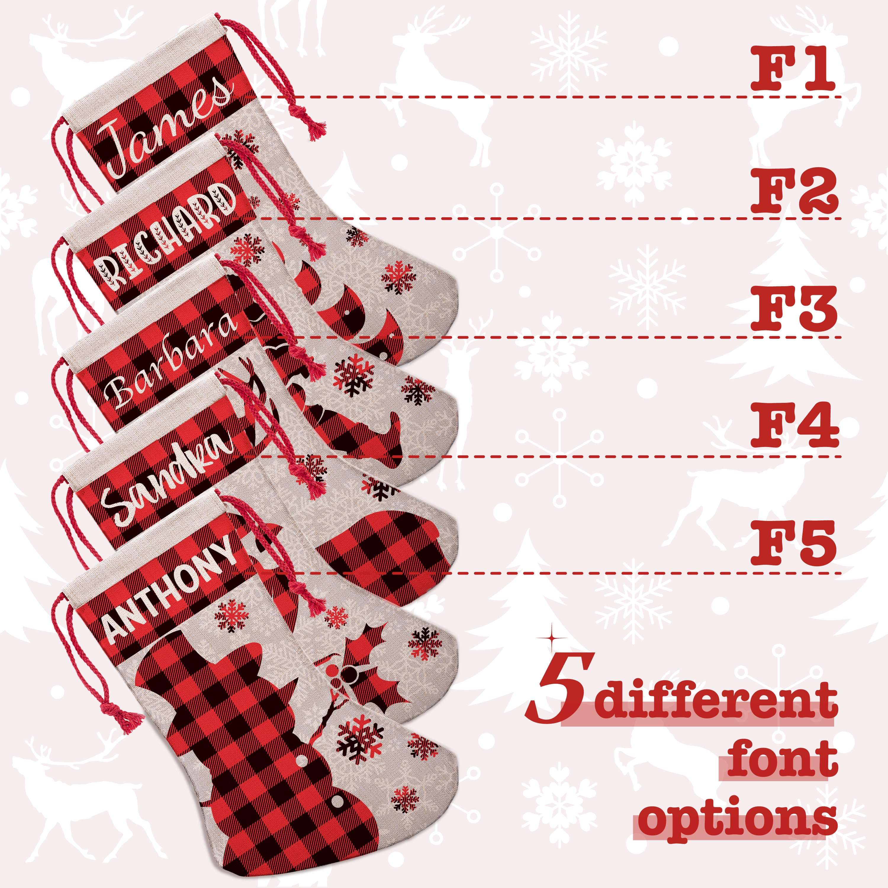 Personalized Christmas Name Stockings W/ 9 Patterns 5 Fonts - Etsy
