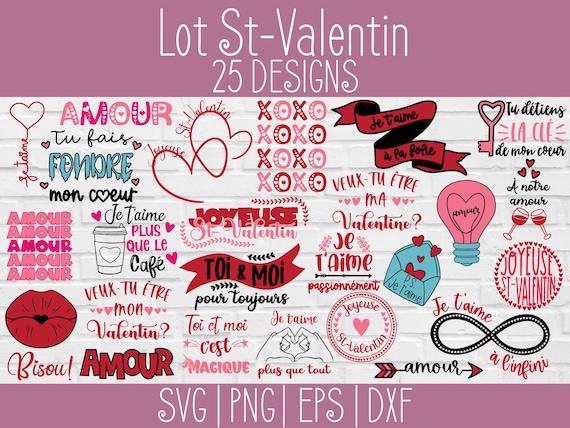 SVG Bundle Valentine's Day in French Svg Png Eps Dxf | Etsy