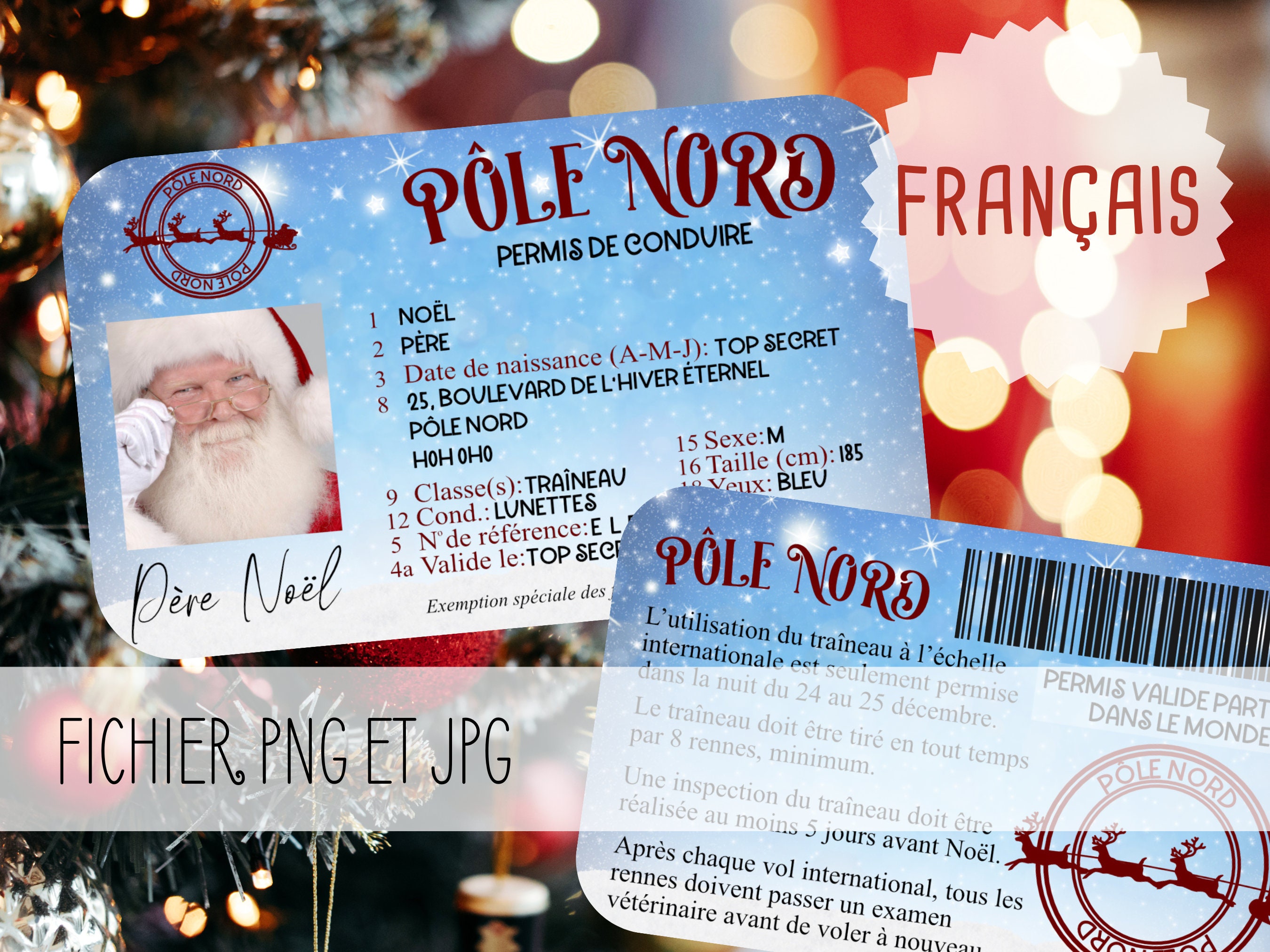Santa Drivers License in French, Santa Drivers License, Lost Driving ...