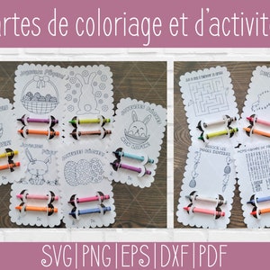 SVG Bundle of 10 Easter Coloring Cards in French Coloring - Etsy