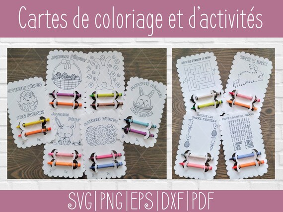 SVG Bundle of 10 Easter Coloring Cards in French Coloring - Etsy