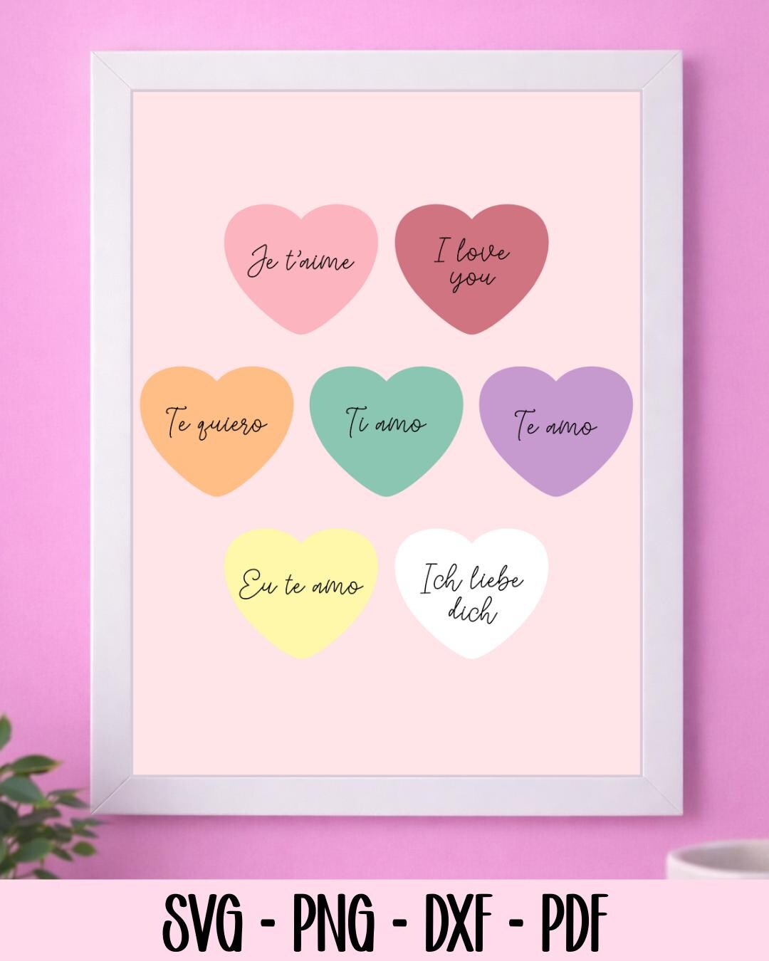 Printable Poster, Multilingual SVG File of Love Hearts to Draw or Print ...
