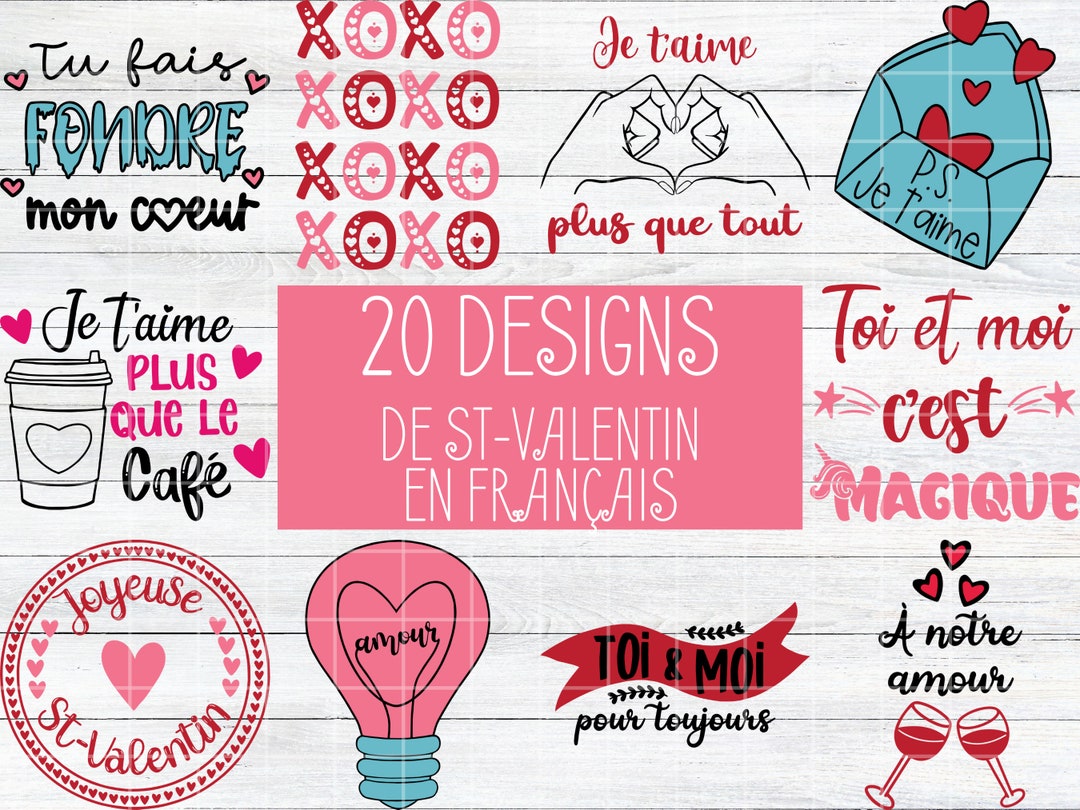 SVG Bundle Valentine's Day in French, Svg, Png, Eps, Dxf, Cricut ...