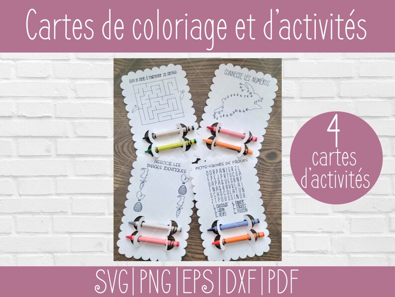 SVG Bundle of 10 Easter Coloring Cards in French, Coloring Pencil ...