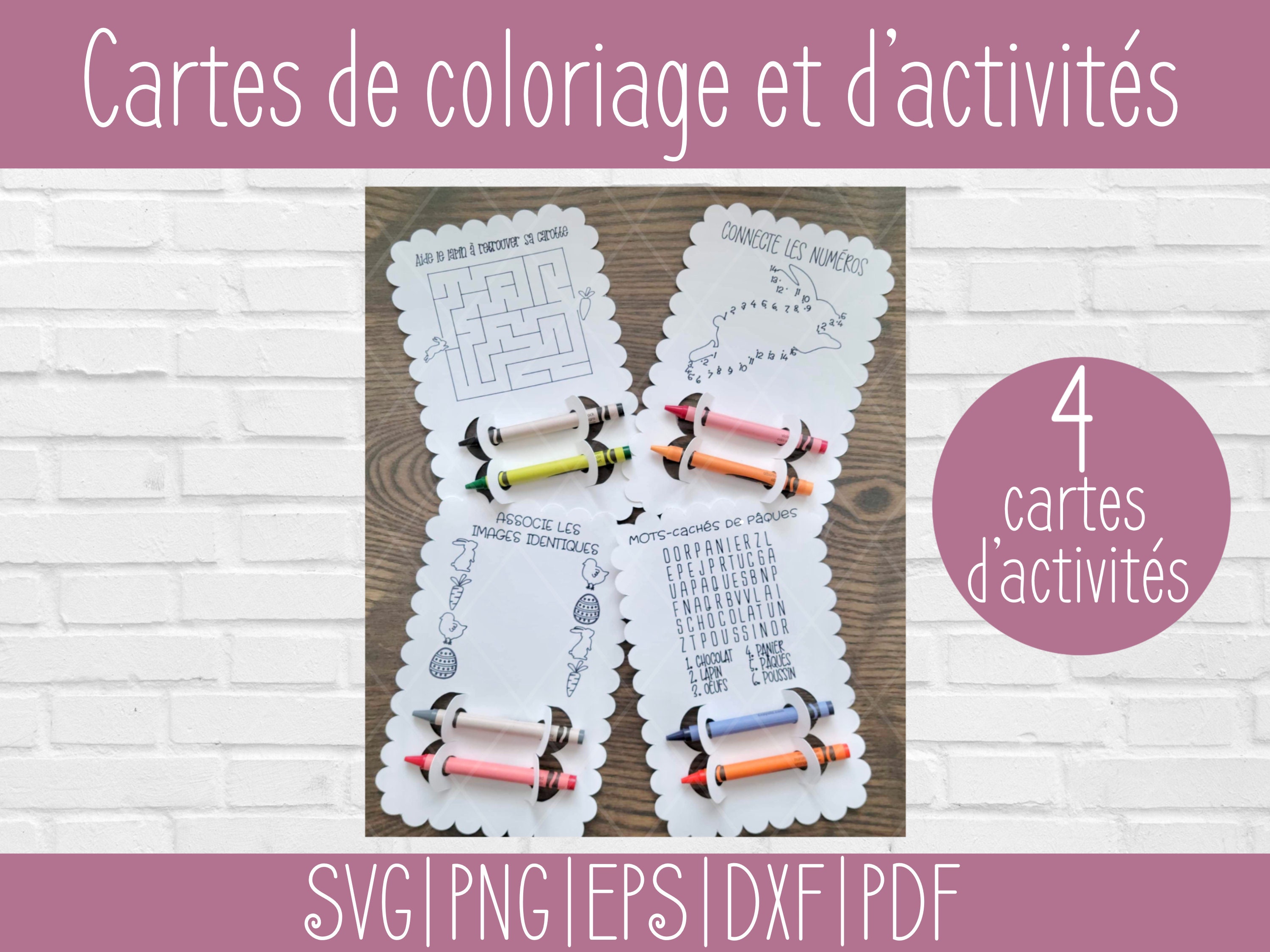 SVG Bundle of 10 Easter Coloring Cards in French, Coloring Pencil ...