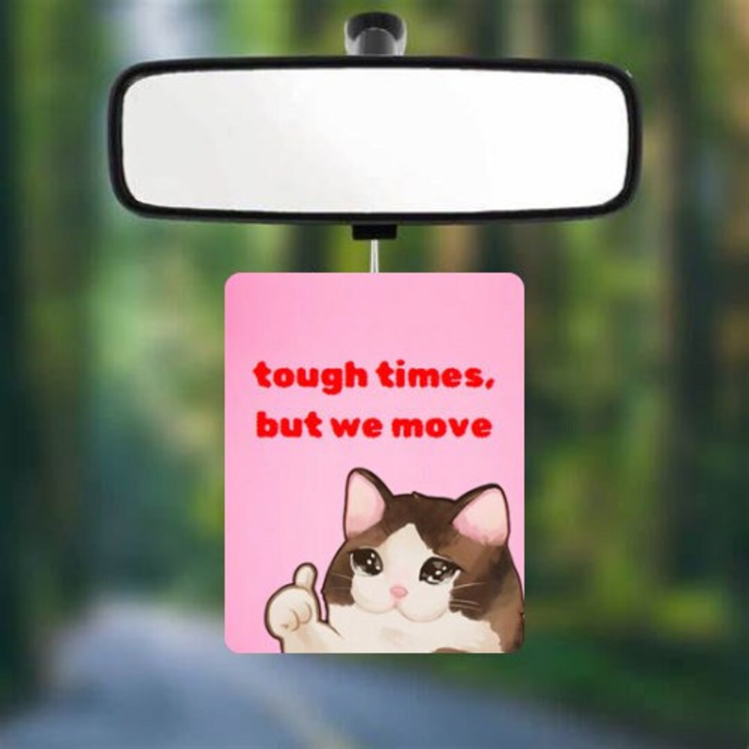 Tough Times but We Move, Meme Cat Air Freshener, Cute Car Accessories ...