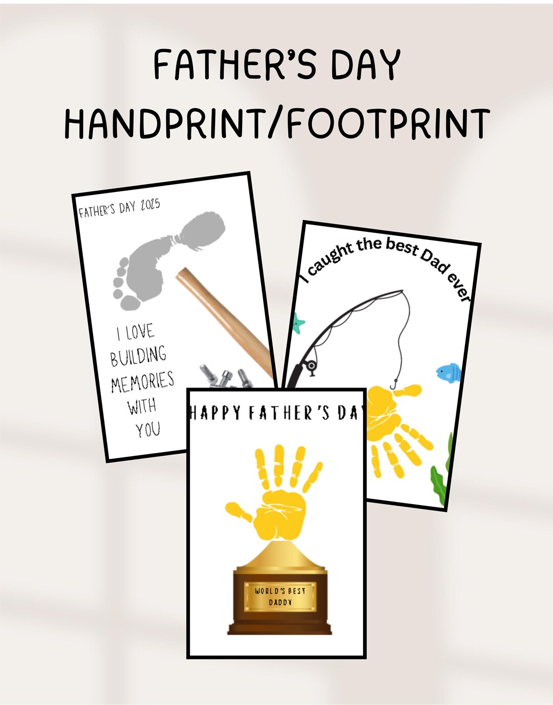 Father's Day Printable, Handprint Footprint Art, Fathers Day Gift, Dad ...