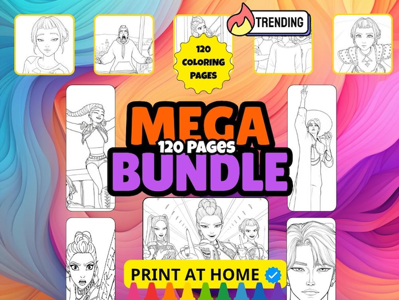 Kpop Demon Hunters Coloring Book | 120 Pages Anime Girl & Boy Coloring ...