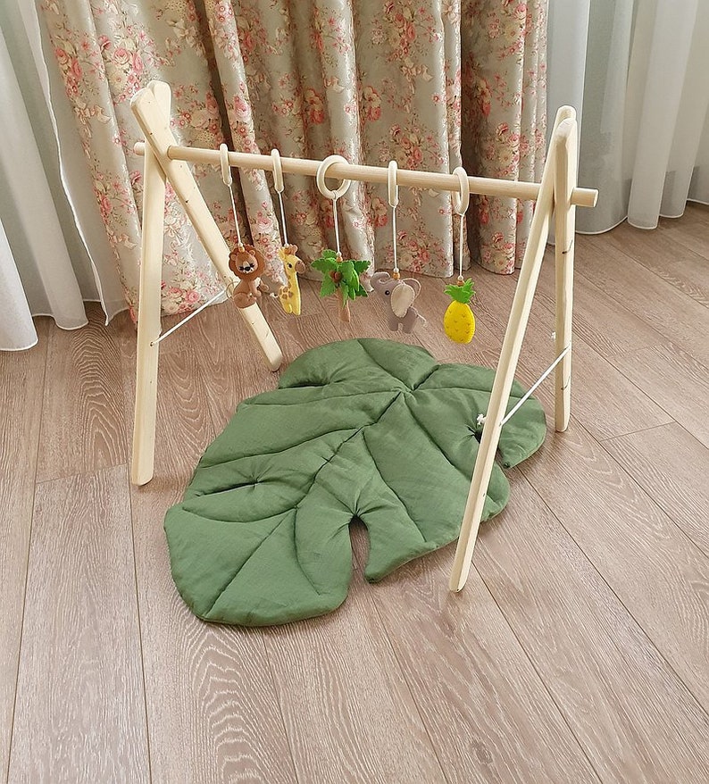 Baby Gym Activity Center Natural Color Handmade Baby Gym With 5 Hanging ...