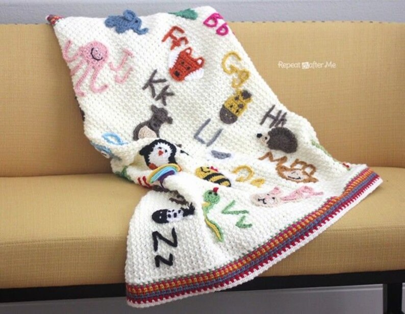 Crochet Alphabet ABC Letters and Shapes Graphghan Baby Blanket Written ...