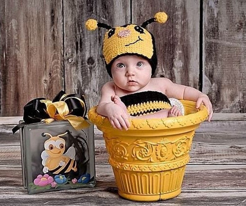 Bumble Bee Costume, Crochet Honey Bee, Baby Boy Girl, Spring Photos Newborn Outfit, Halloween ...