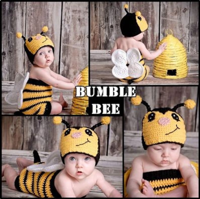Bumble Bee Costume, Crochet Honey Bee, Baby Boy Girl, Spring Photos Newborn Outfit, Halloween ...