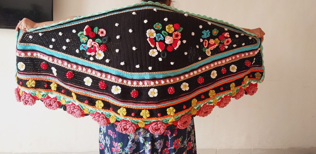 Handmade Crochet Fancy Wedding Shawl 3d Pattern Designer Wrap for Women ...