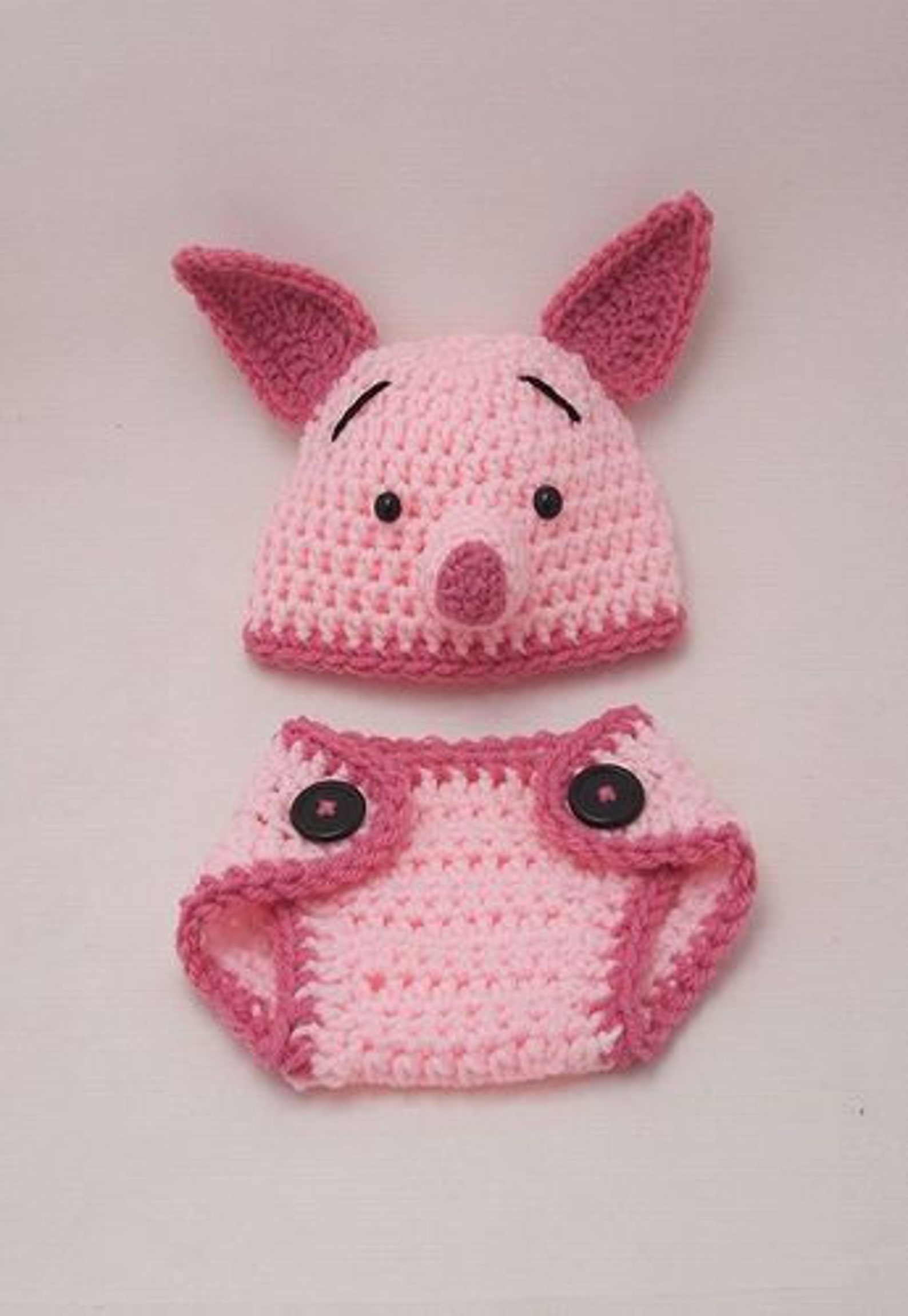 Crochet Baby Pig Outfit Pink Pig Hat Diaper Cover Set Newborn Pig ...