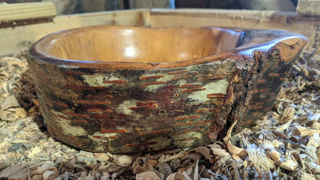 Spalted Cherry Bowl With Live Edge Natural Edge - Etsy