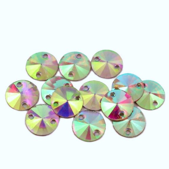 Holographic Iridescent Rhinestones Round Flat Back Costume - Etsy