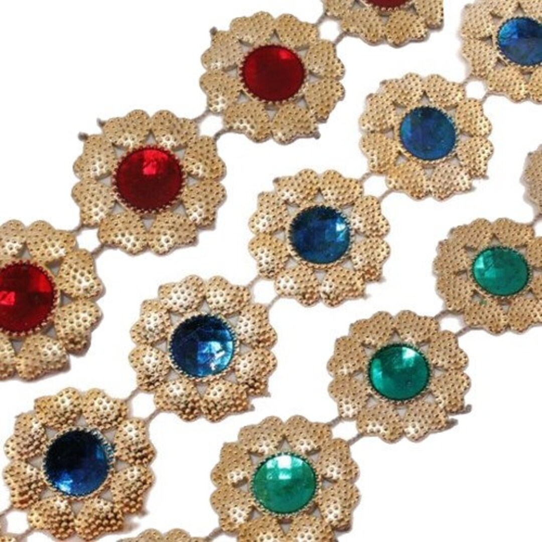 Metallic Gold Trim Flower Gem Belt Chain Faux Metal Cosplay - Etsy