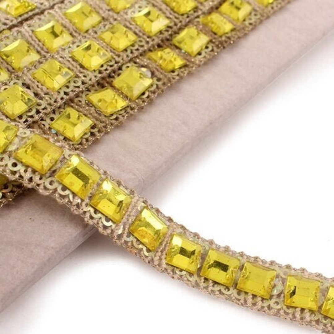 Neon Yellow Rhinestone Trim, for Carnival Costume, Lyrical Dance ...