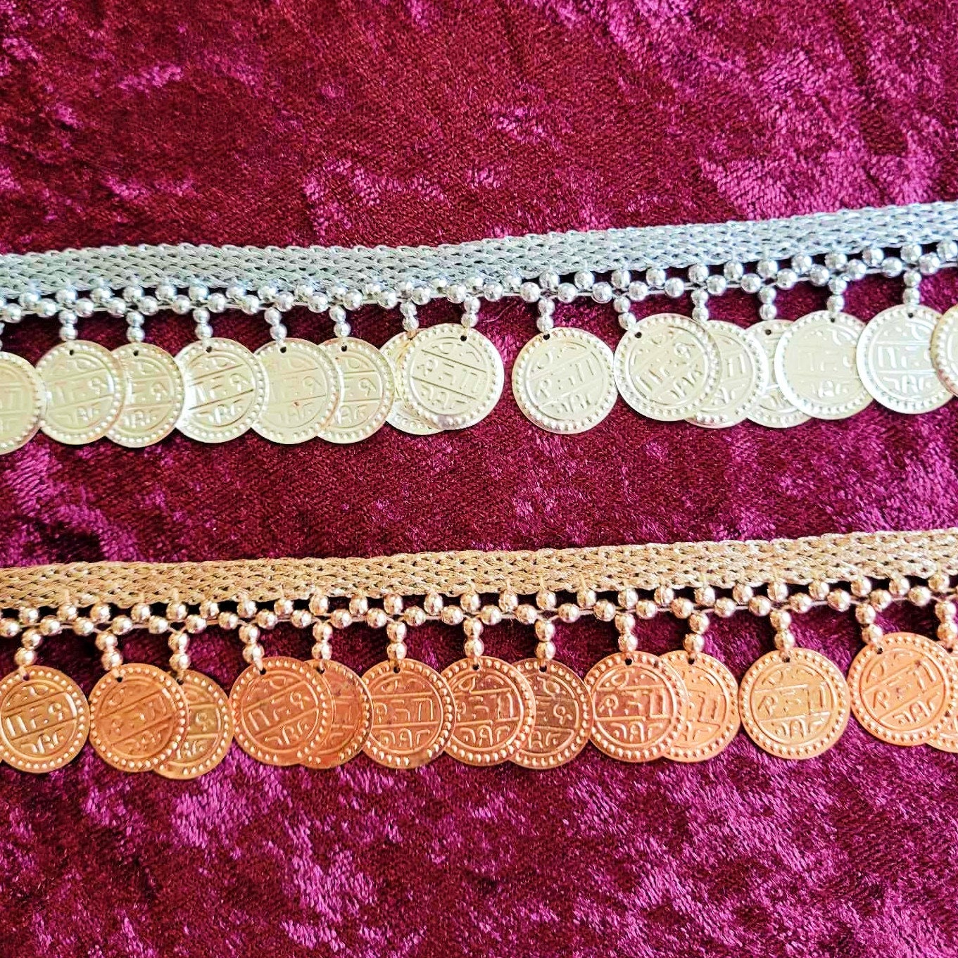 Gypsy Costume Coin Belt, Copper/silver Fringe Boho Trim for Halloween ...