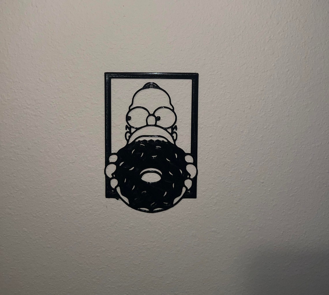 Homer Simpson Eating Donut Wall Art made in U.s.afun and - Etsy