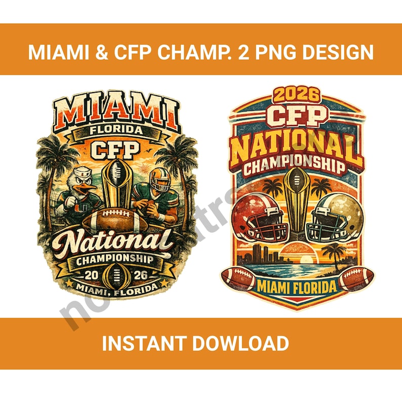 Miami CFP National Championship 2026 PNG Bundle, College Football ...