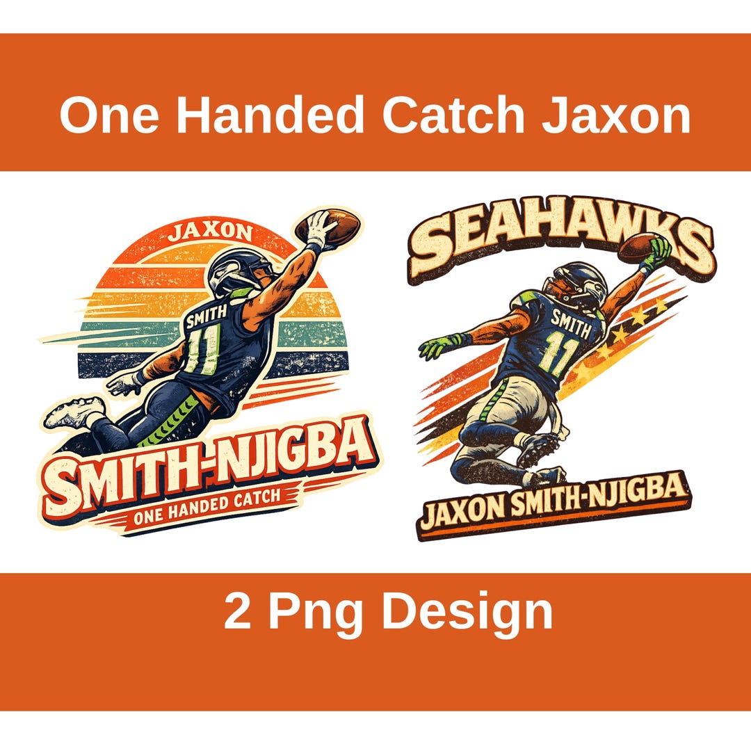 Retro Football JSN One Handed Catch PNG Bundle, Seattle Fan Art, Jaxon ...