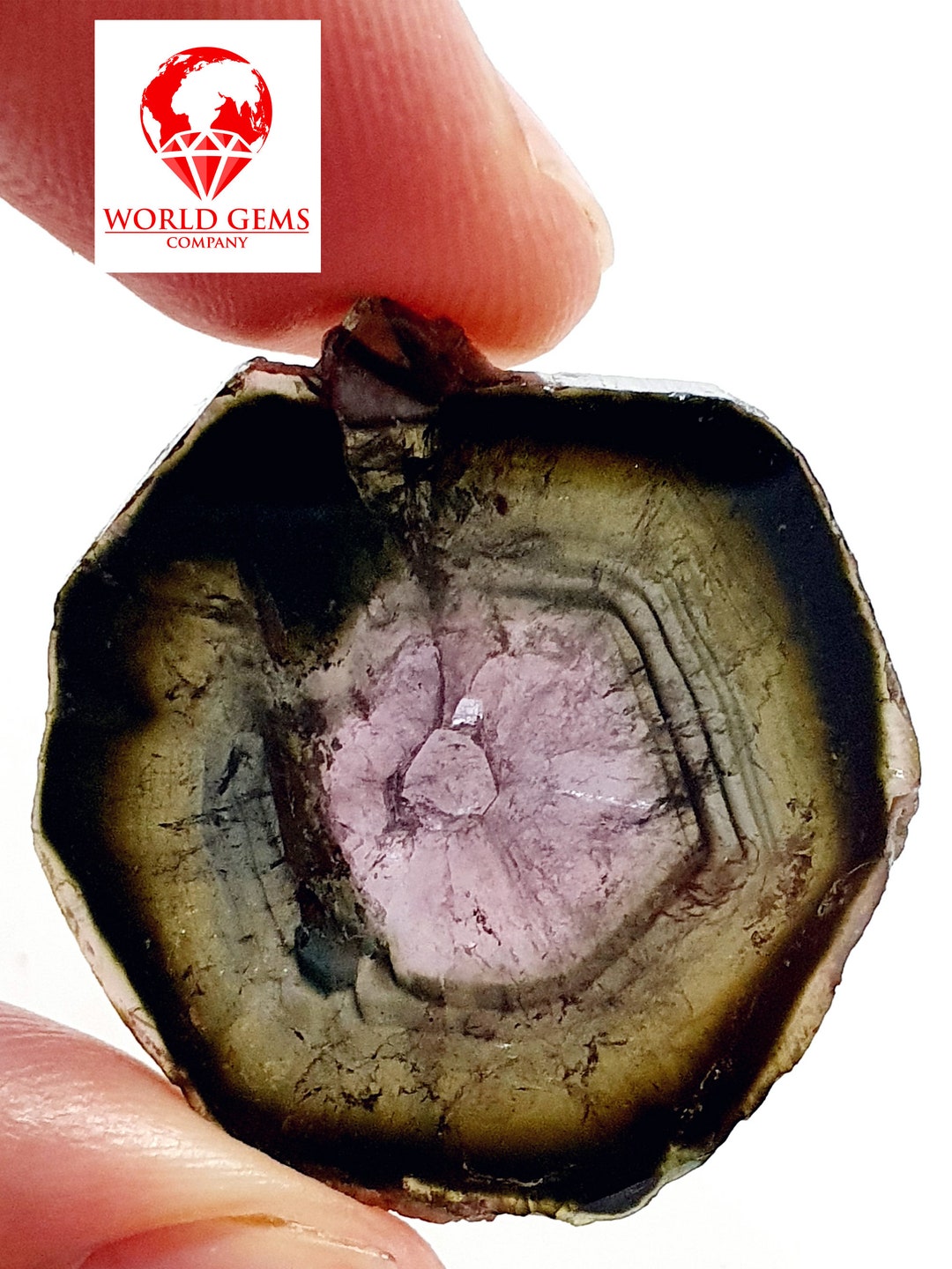 Slice of Tourmaline Water Melon From Madagascar Dim 30x30mm Weight 36 ...