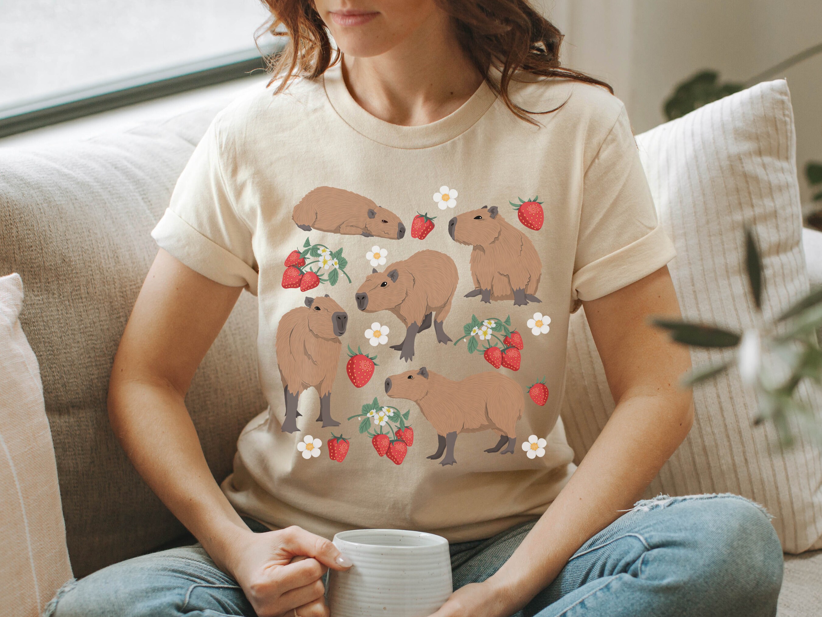 Capybara Strawberry Shirt Kawaii Gyaru Kidcore Cute Capy Gift Y2K ...