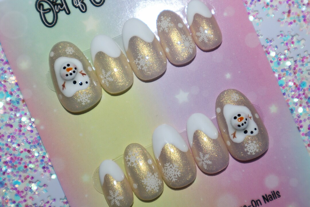 Melted Snowman Holiday Press on Nails Winter Nails - Etsy