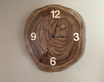 Wooden Live Edge Oak Clock Wall Mounted - Etsy