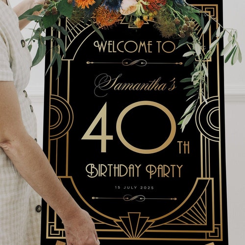 1920s Art Deco Editable Sign Welcome Birthday Party Twenties - Etsy UK