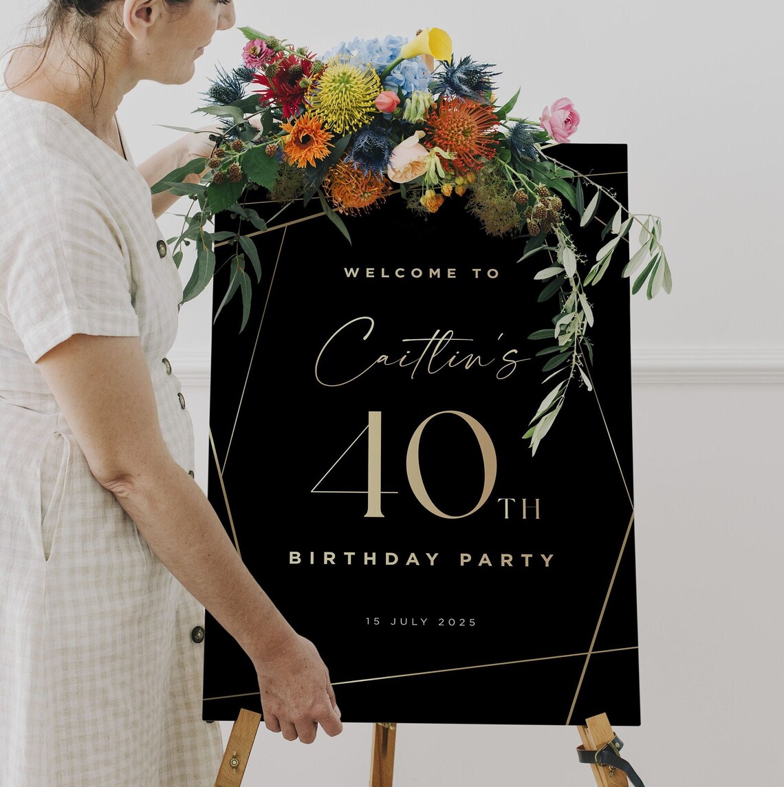 Editable Luxury Any Age Birthday Welcome Sign Black Gold - Etsy