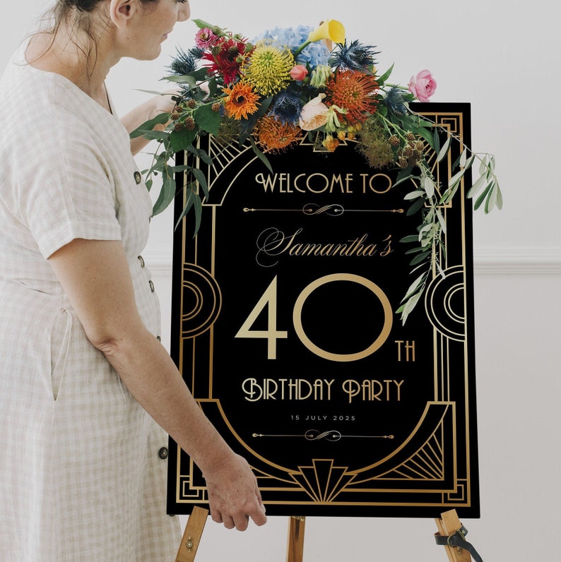 Editable Luxury Any Age Birthday Welcome Sign Editable Art - Etsy