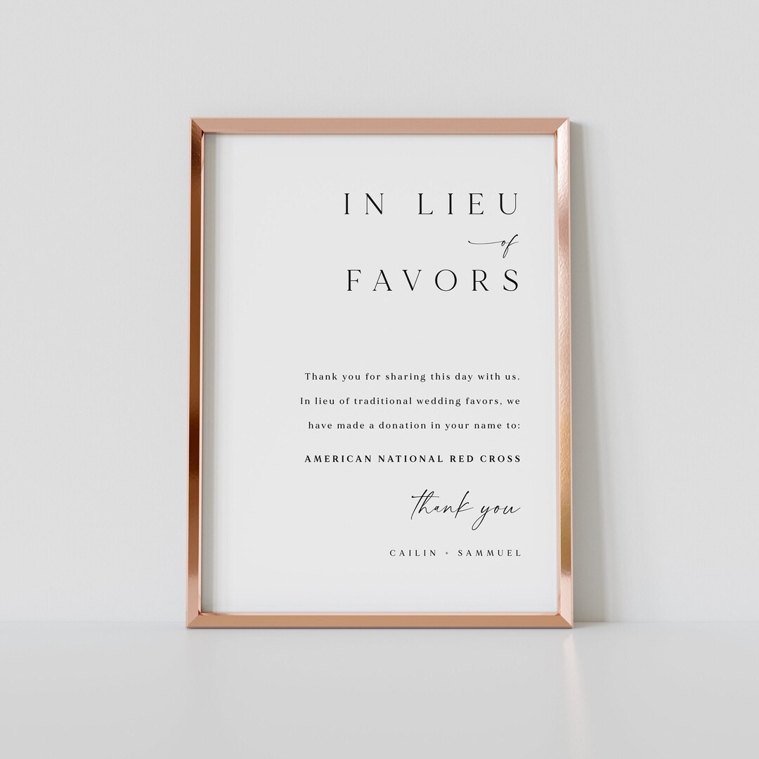 Editable in Lieu of Favors Sign, Charity Donation Sign, Minimalist ...