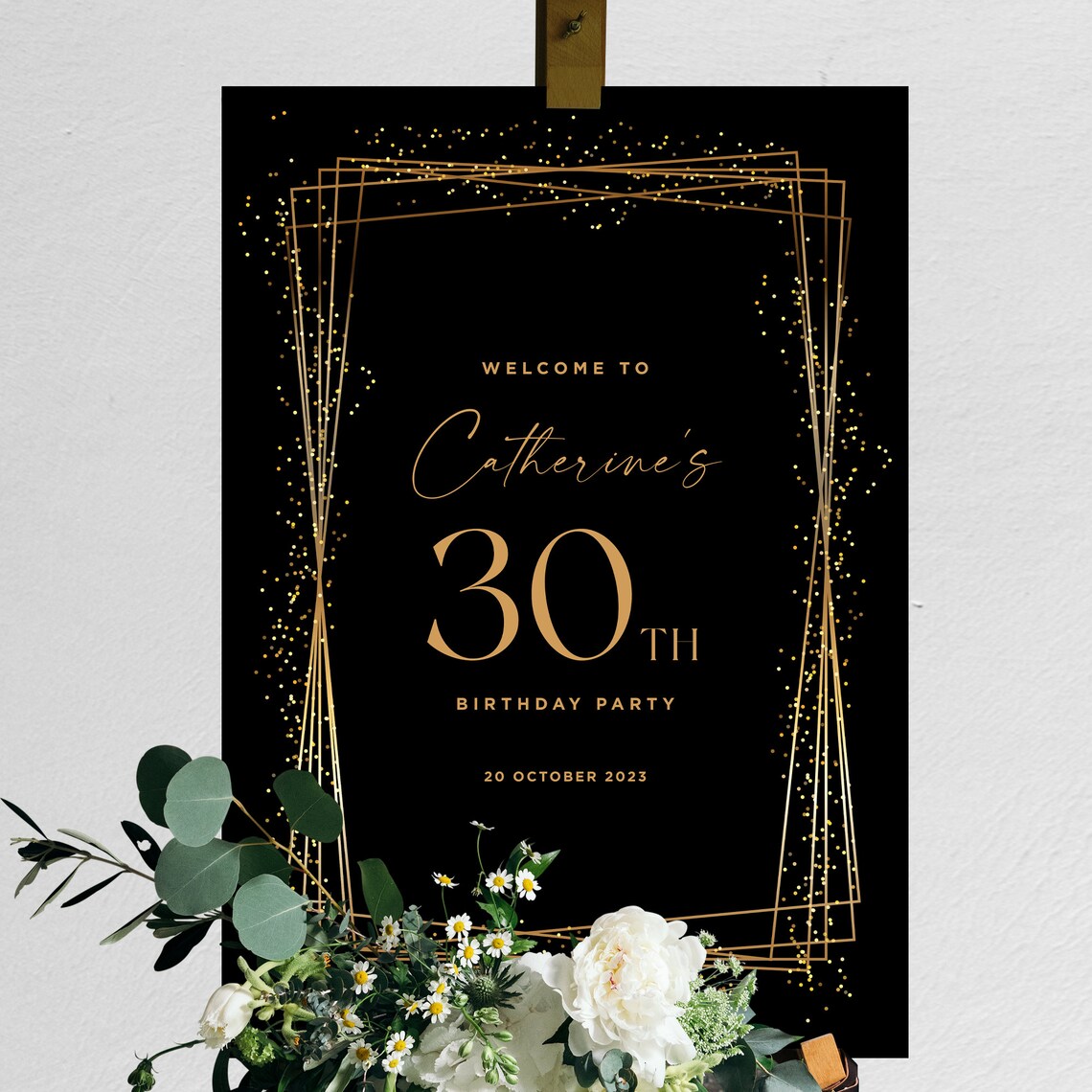 Editable Birthday Any Age Birthday Welcome Sign Black Gold - Etsy