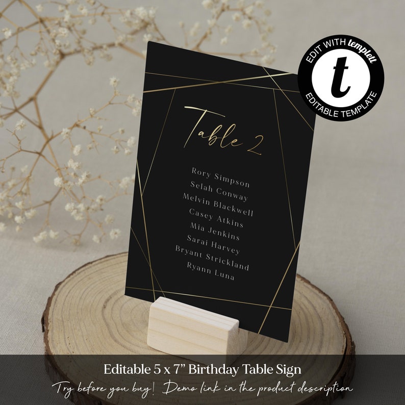 Editable Birthday Any Age Birthday Table Sign With Flat Place - Etsy