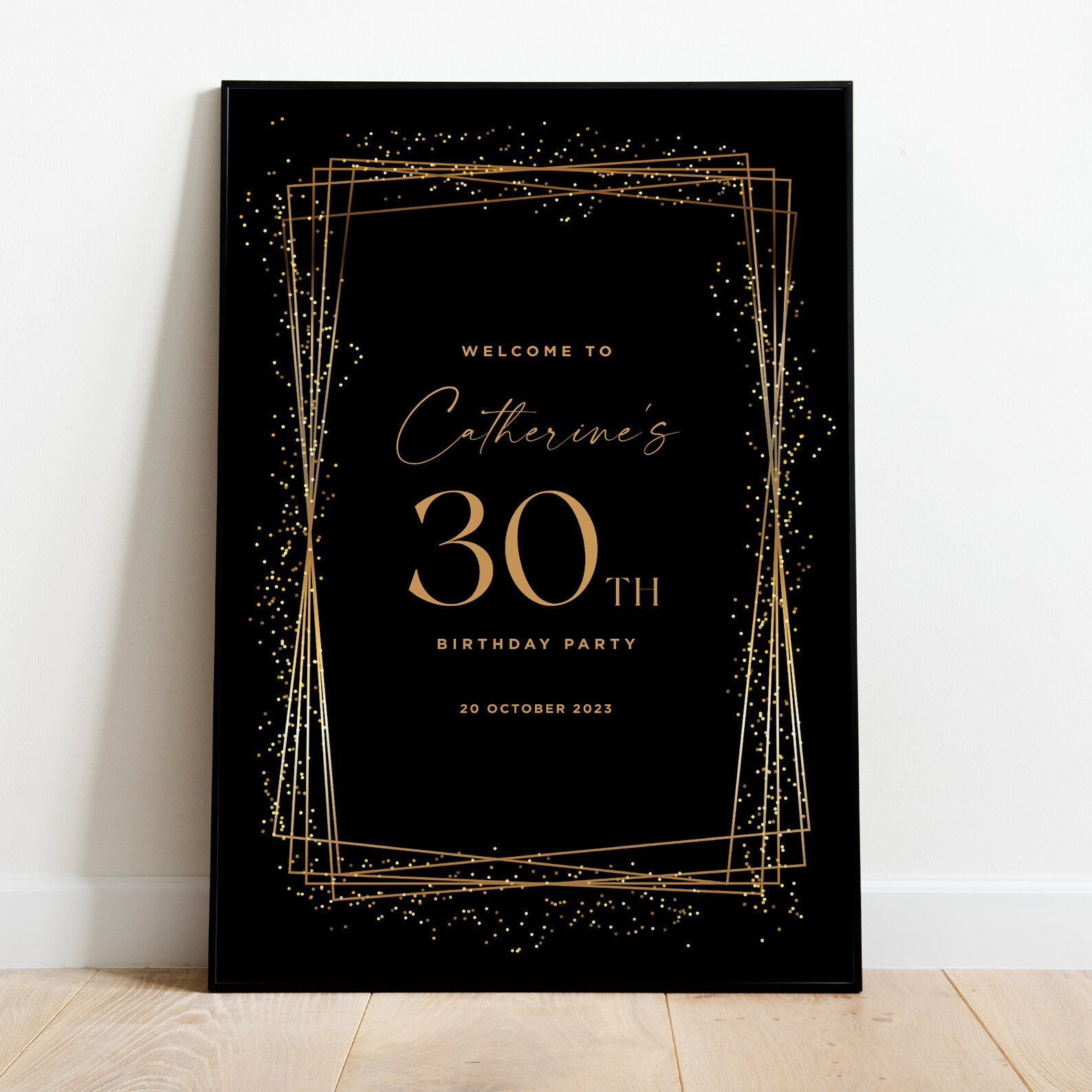 Editable Birthday Any Age Birthday Welcome Sign Black Gold - Etsy