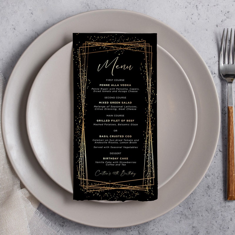 50th Birthday Dinner Menu - Etsy