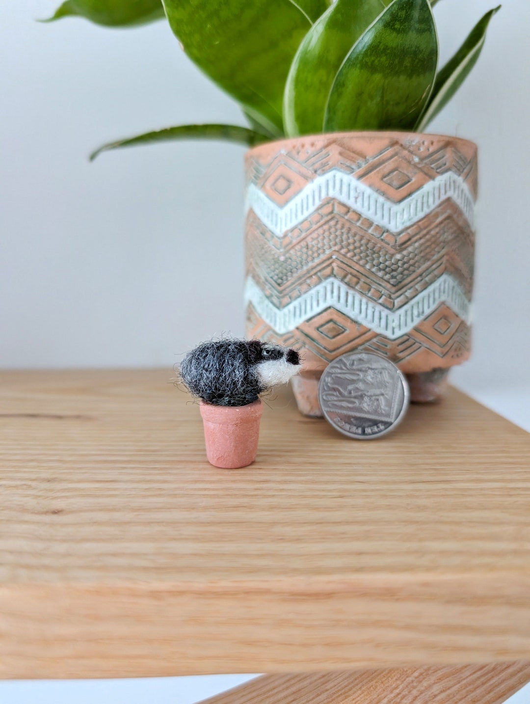Mini Badger Collectible Gift, Needle Felted Handmade Miniature ...