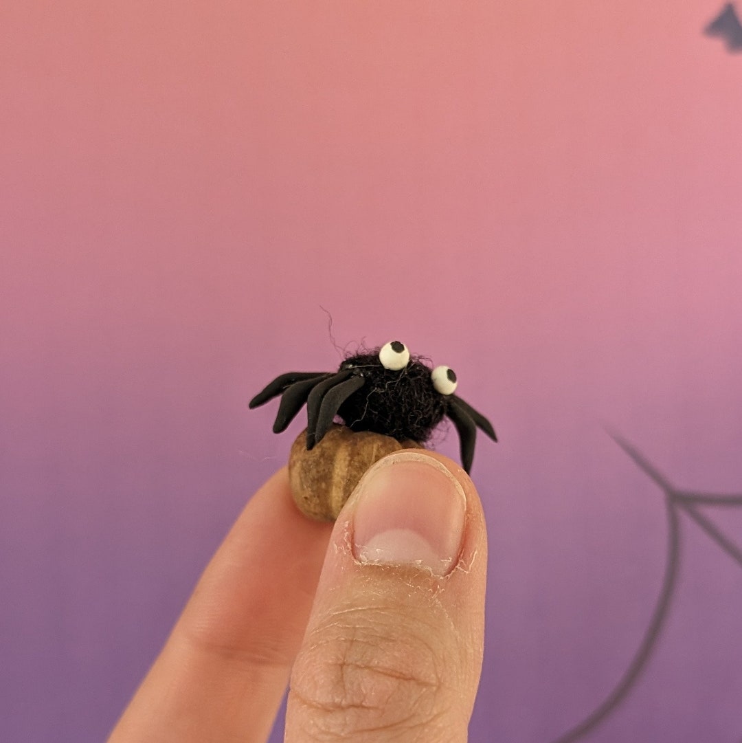 Mini Needle Felted Spider, Halloween Handmade Decoration, Printers Tray ...