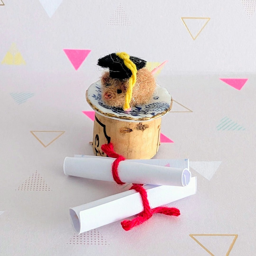 Miniature Needle Felt Mouse, University Graduation Gift, Needle Felted ...