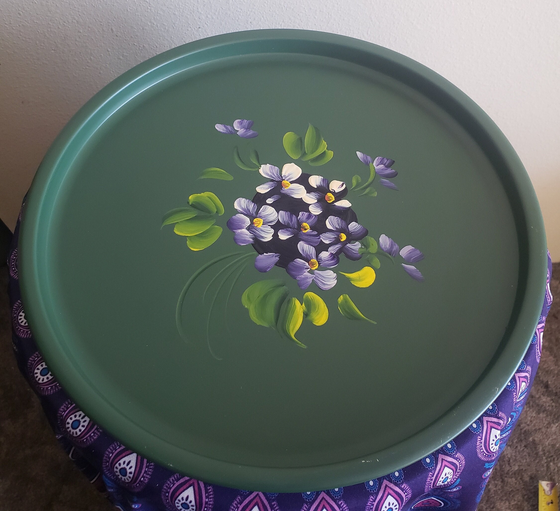 Vintage Hand Painted Metal Serving Tray - Etsy