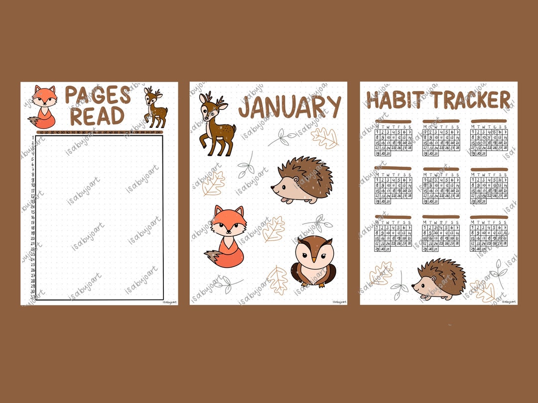 January 2024 Bullet Journal Spreads Digital Download/printable Forest ...