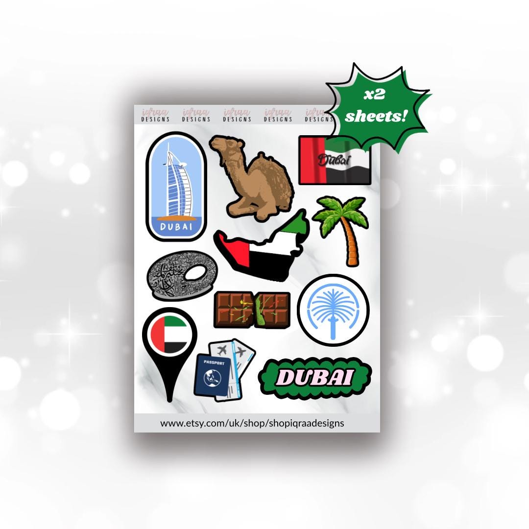 Dubai, UAE X2 Sticker Sheets - Premium Glossy Waterproof Vinyl Stickers ...